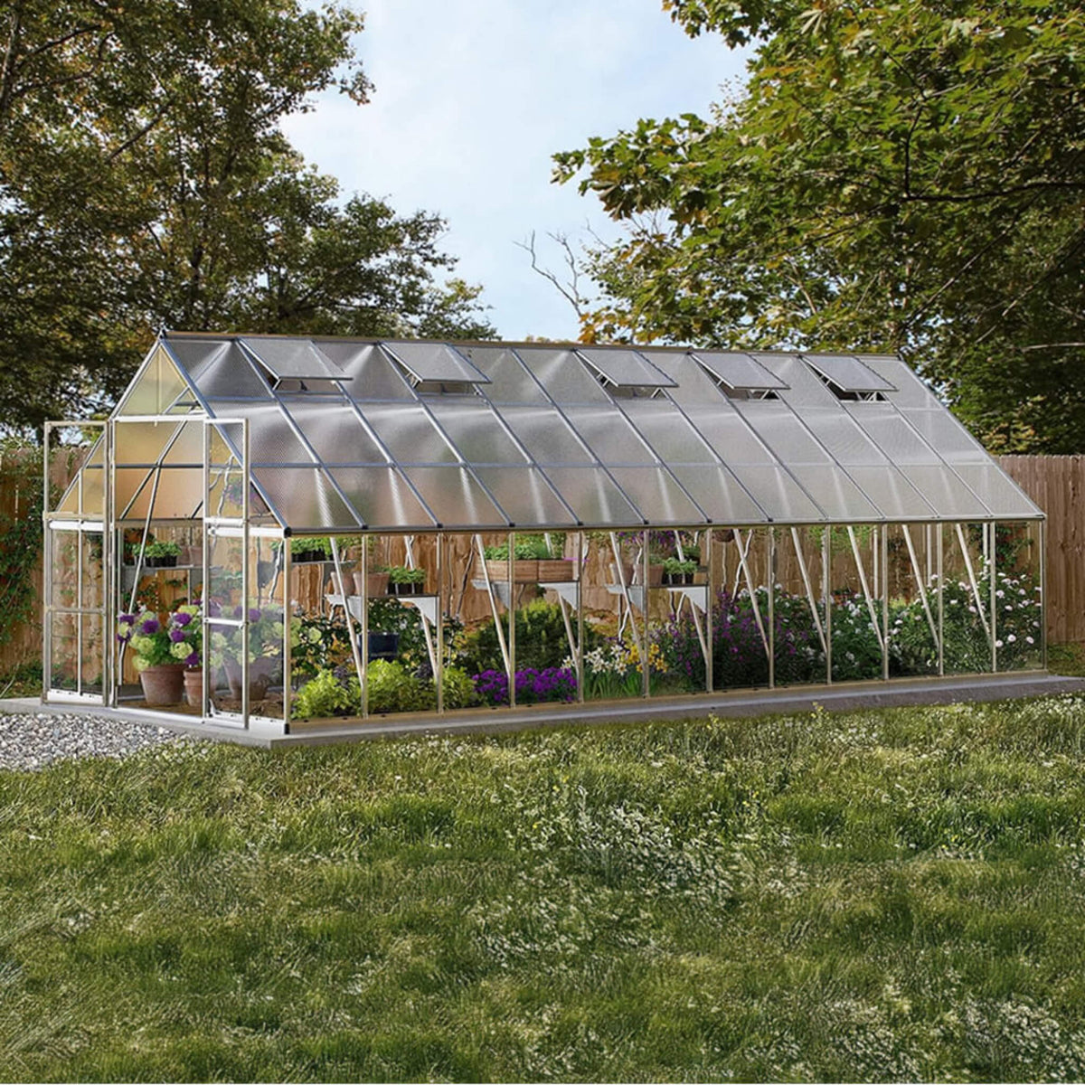 [10x24FT] Premium Heavy-Duty Polycarbonate Walk-In Greenhouse W ...