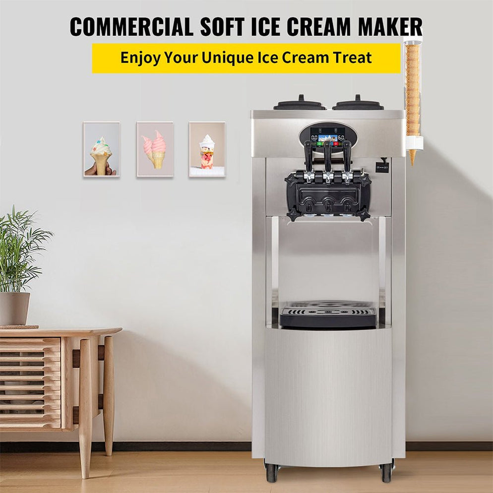 53" Freestanding 3 Flavors Commercial Soft Serve Yogurt Ice Cream ...