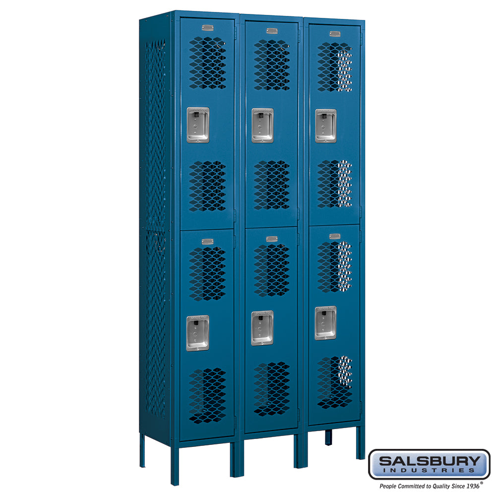 Salsbury 12" Wide Double Tier Vented Metal Locker - 3 Wide - 6 Feet Hi