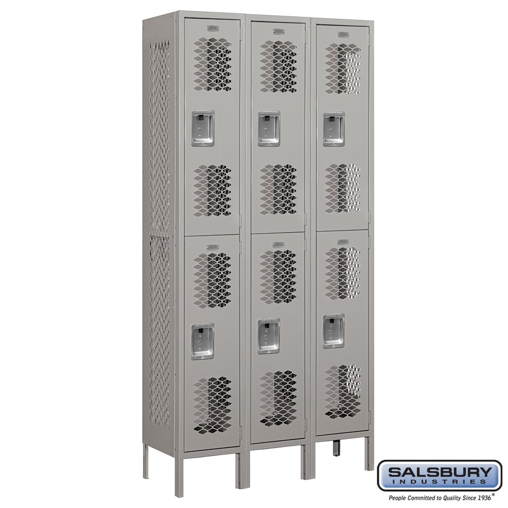 Salsbury 12" Wide Double Tier Vented Metal Locker - 3 Wide - 6 Feet Hi