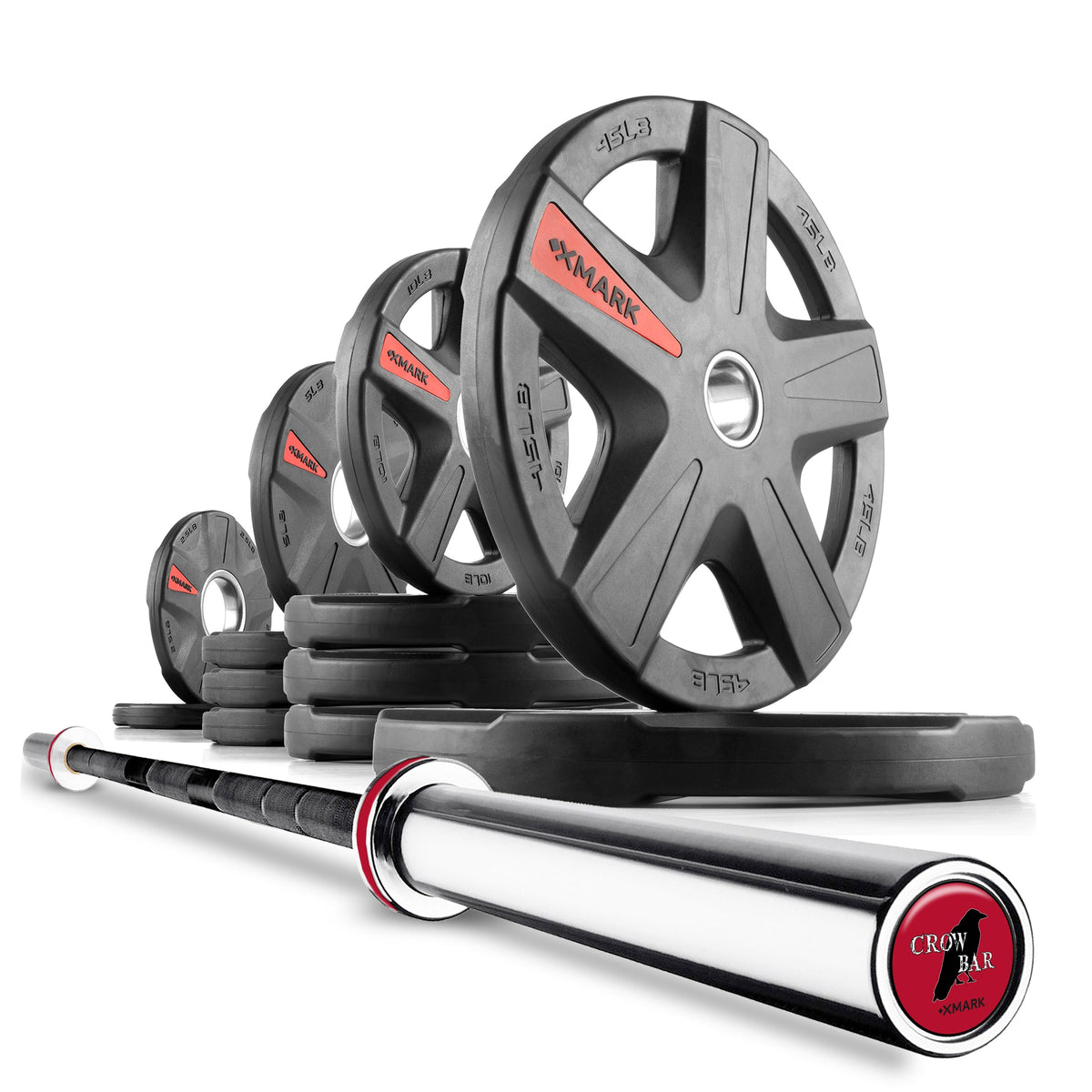 XMARK Texas Star Olympic Weight Plates and Olympic Barbell Sets CROWBA