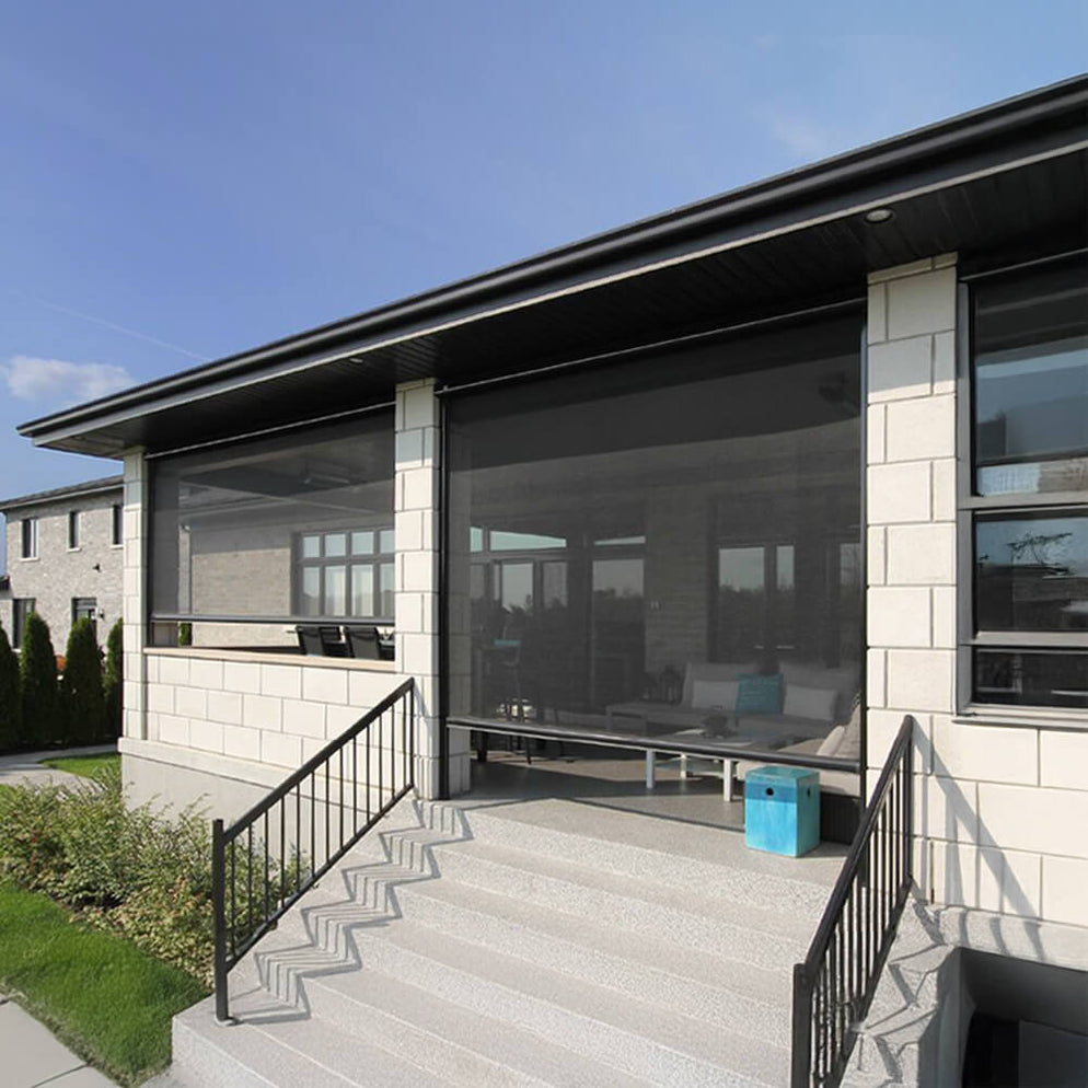 Multiple Awnings Mosquiteria Premium Motorized Retractable Blind With Zipper Closure System ...