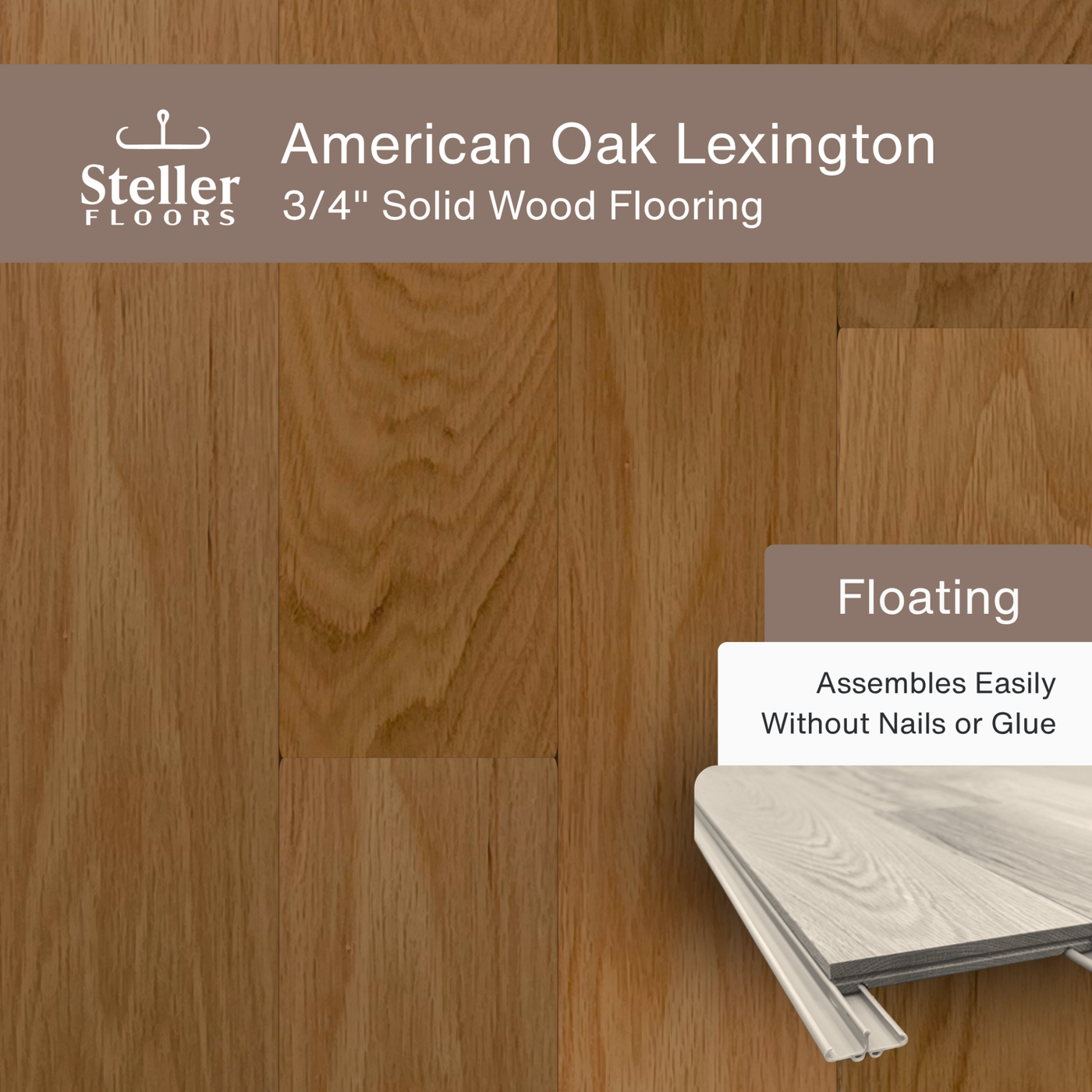 Steller Floors - 3/4" Solid Wood Floating Flooring - American Oak ...
