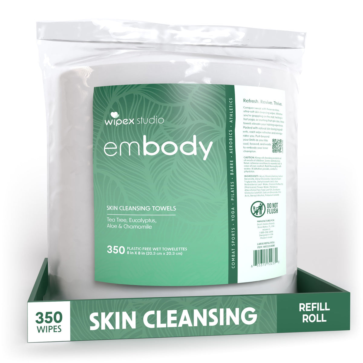 Embody™ Natural Body Wipes 350ct Mega Roll | Premium Hygiene for Active Lifestyles | Sweatfully