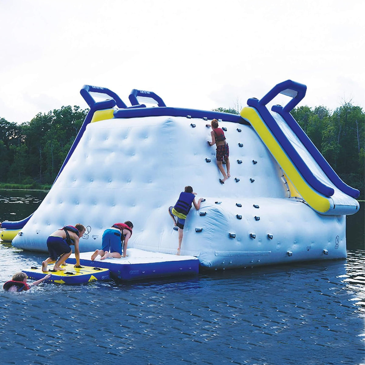 Large Inflatable Wall Climbing Bouncer With Slides And Air Pump For Pools, Lakes And Rivers ...