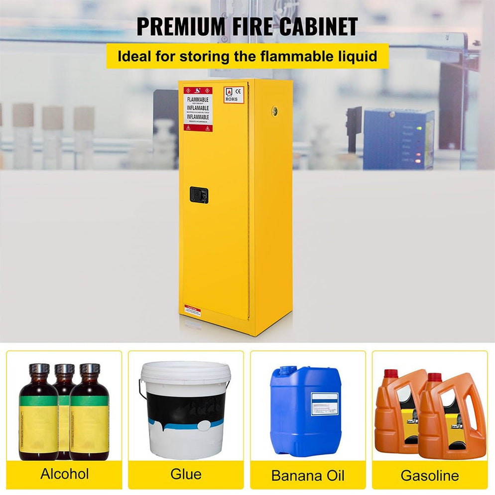 Large Yellow Heavy Duty Flammable Welded Fireproof Storage Cabinet, 35 ...