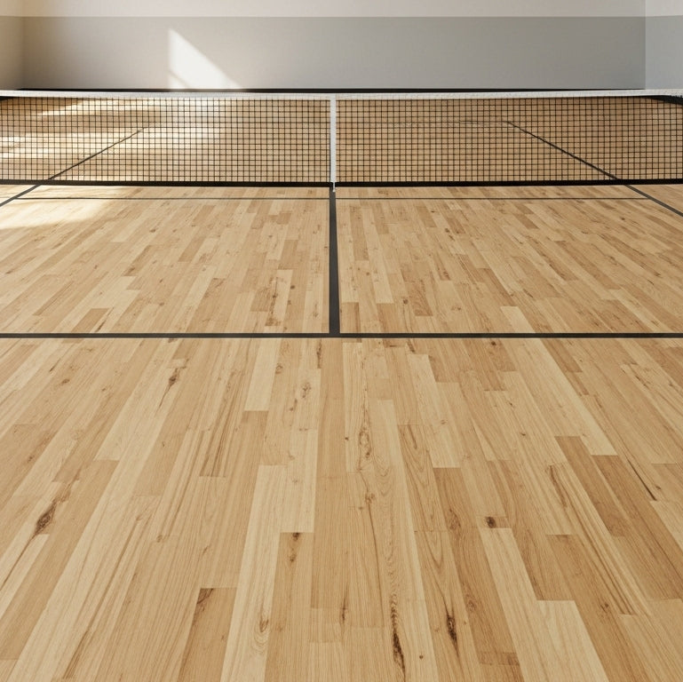 Indoor Pickleball Upgrade with REAL, Steller Solid Maple Wood Flooring