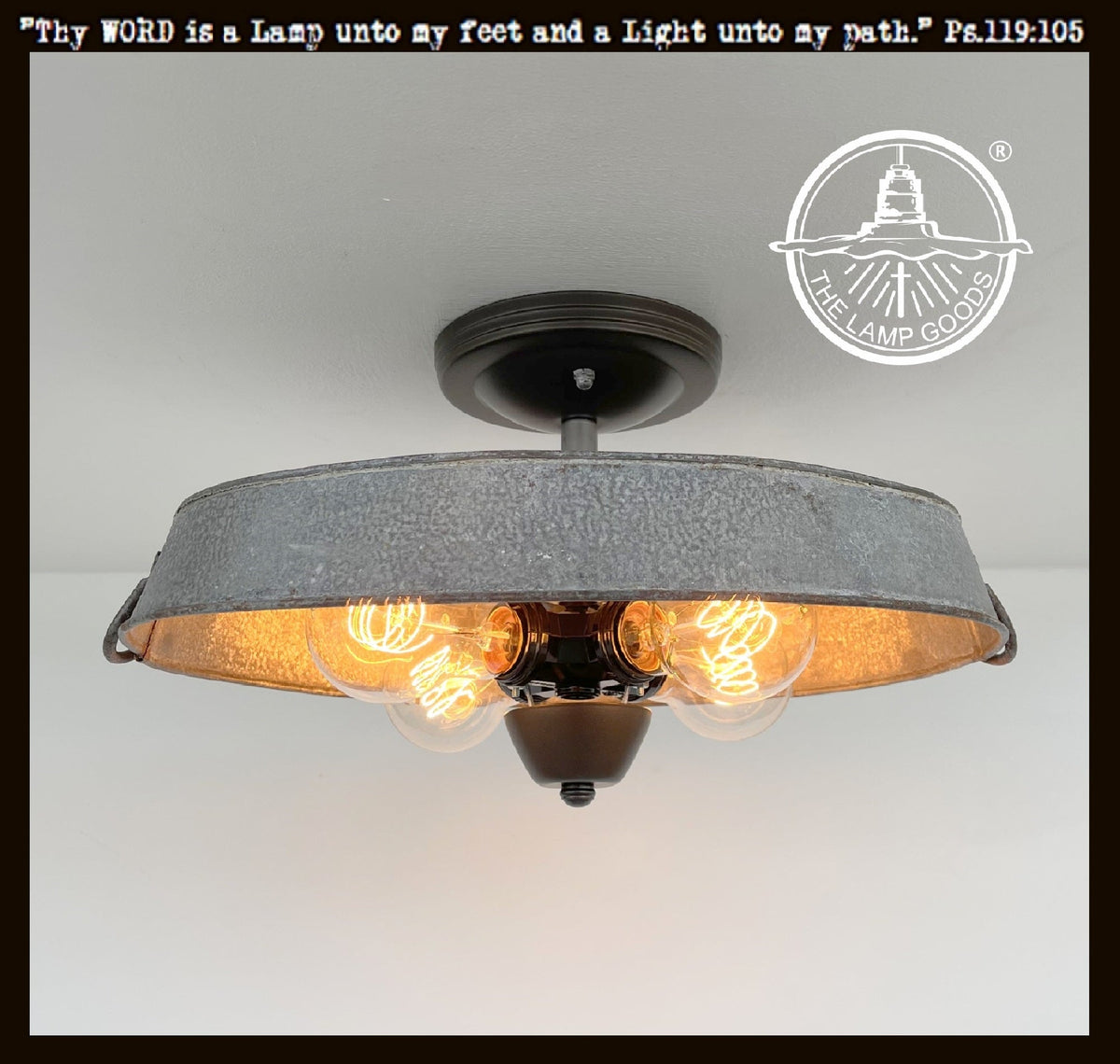 Oval Galvanized Zinc Flat Tub Laundry Room Ceiling Light Fixture ...