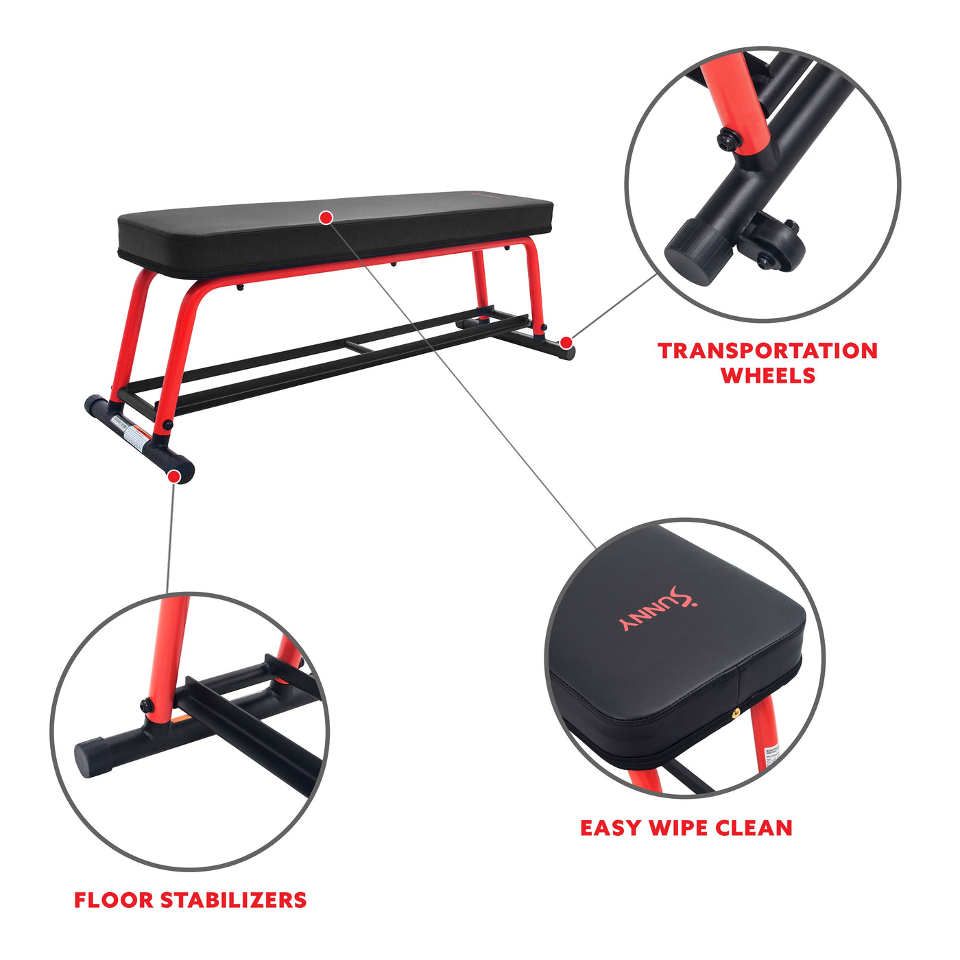 Sunny Health & Fitness Power Zone Premium Strength Flat Bench With ...